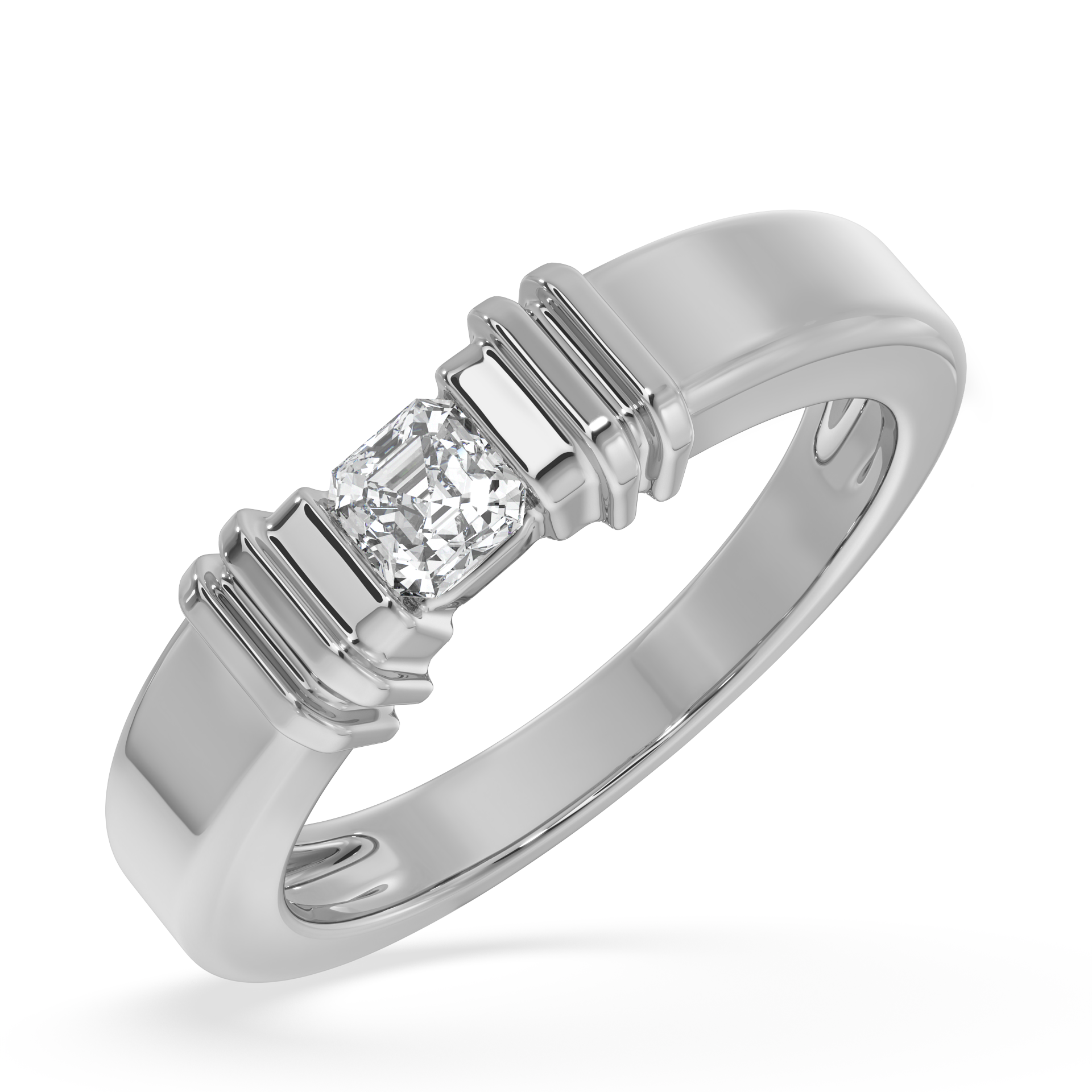 SY Men's Ring in Platinum, Princess Solitaire – SYNDIORA